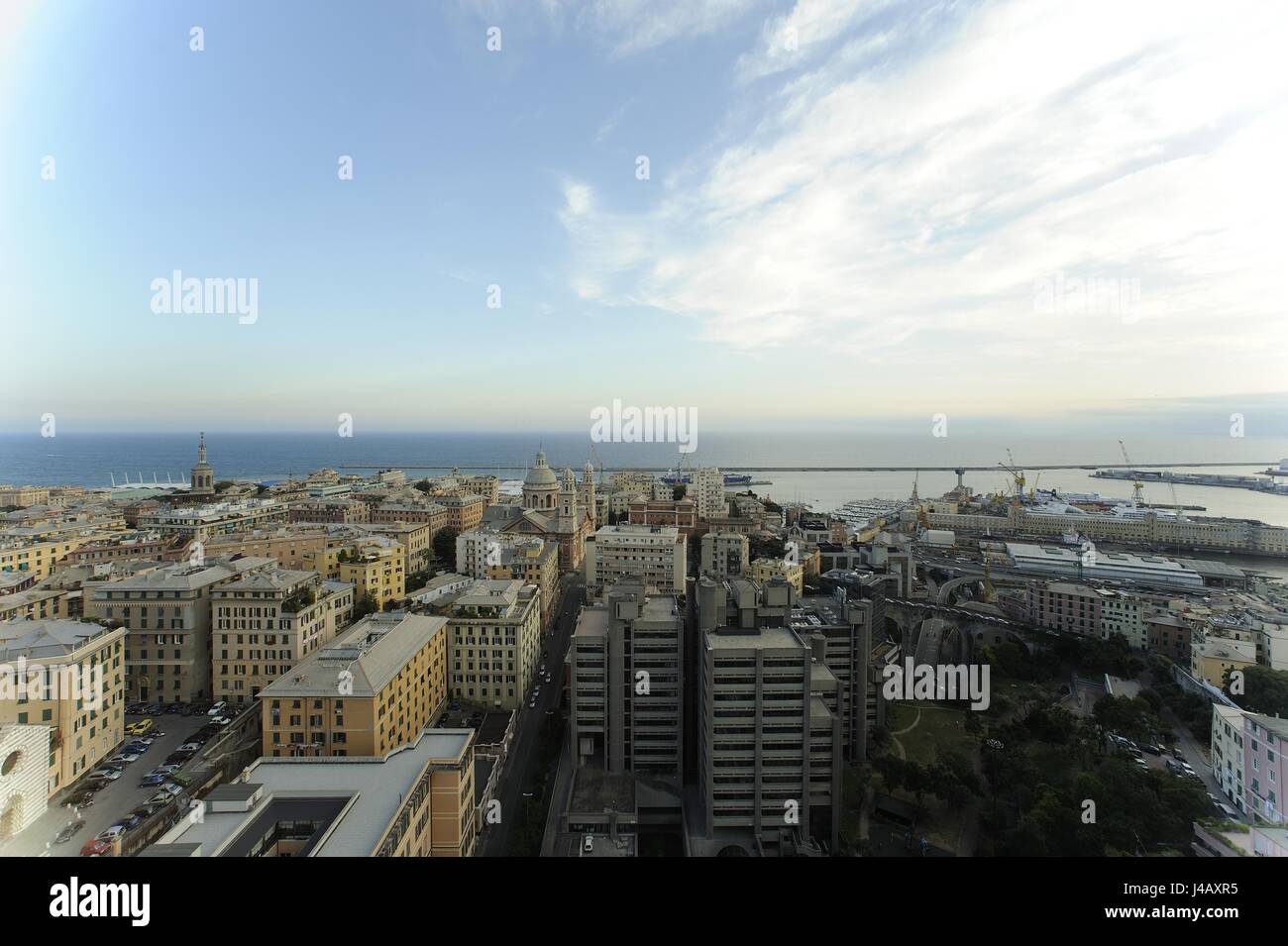 Aerial view of Genova, Italy, with the old town and port Stock Photo ...