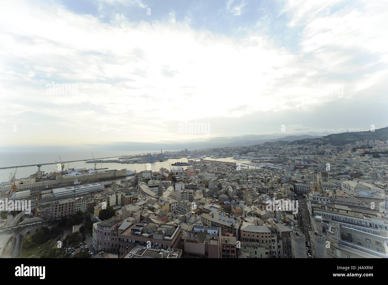 Aerial view of Genova, Italy, with the old town and port Stock Photo ...