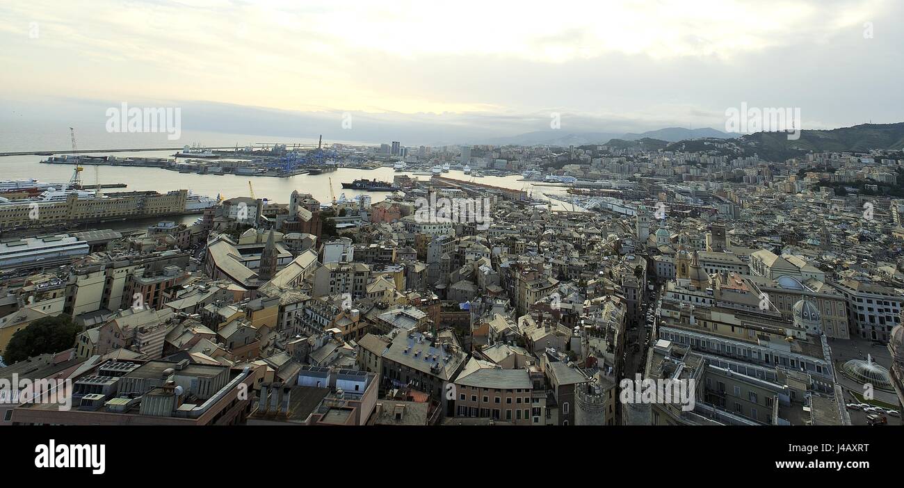 Aerial view of Genova, Italy, with the old town and port Stock Photo ...