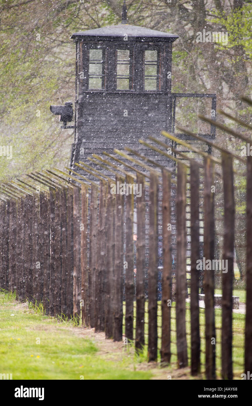 Wooden guard tower in Museum of Stutthof in Sztutowo, Poland. Today is ...
