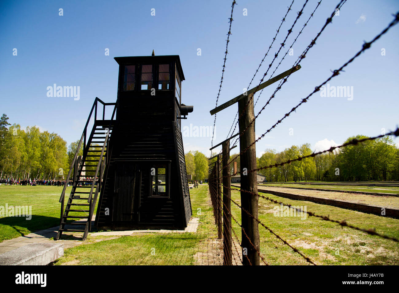 Wooden guard tower in Museum of Stutthof in Sztutowo, Poland. Today is ...
