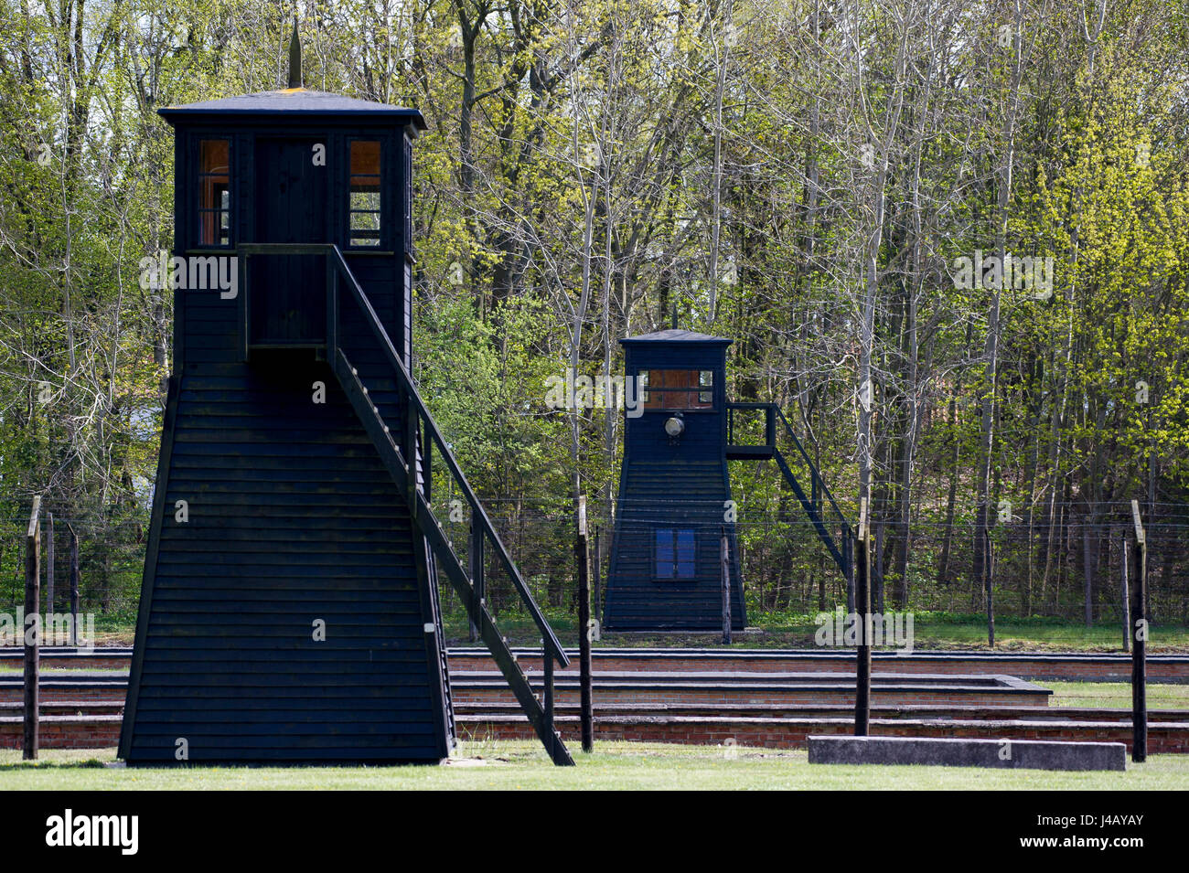 Wooden guard tower in Museum of Stutthof in Sztutowo, Poland. Today is ...