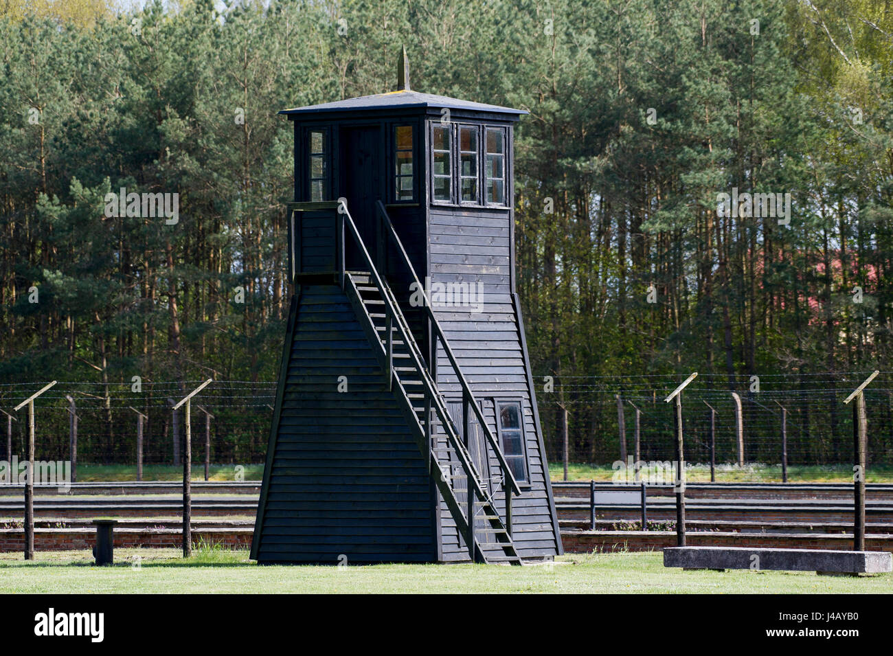 Wooden guard tower in Museum of Stutthof in Sztutowo, Poland. Today is ...
