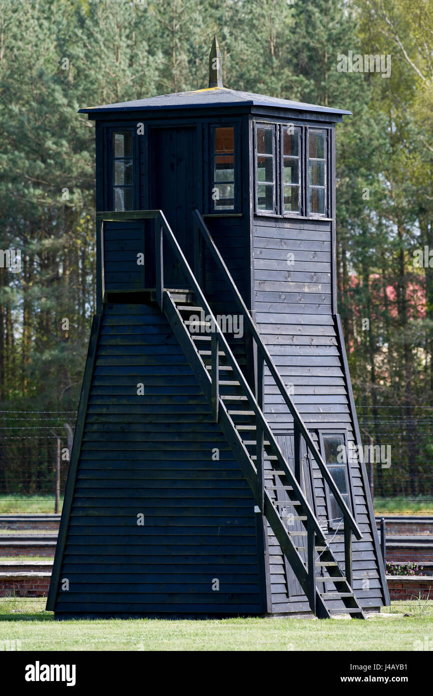 Wooden guard tower in Museum of Stutthof in Sztutowo, Poland. Today is ...