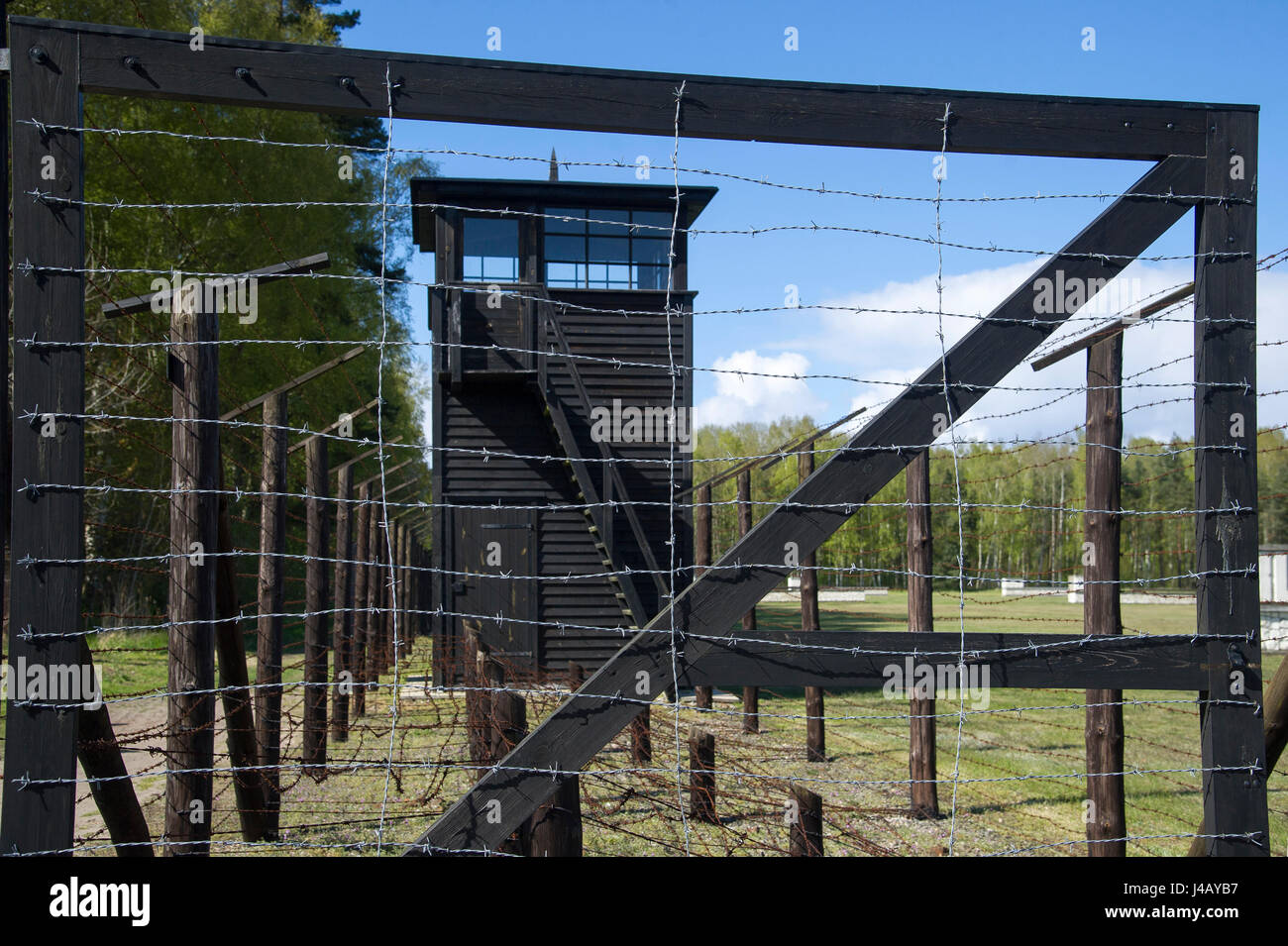 Wooden guard tower in Museum of Stutthof in Sztutowo, Poland. Today is ...