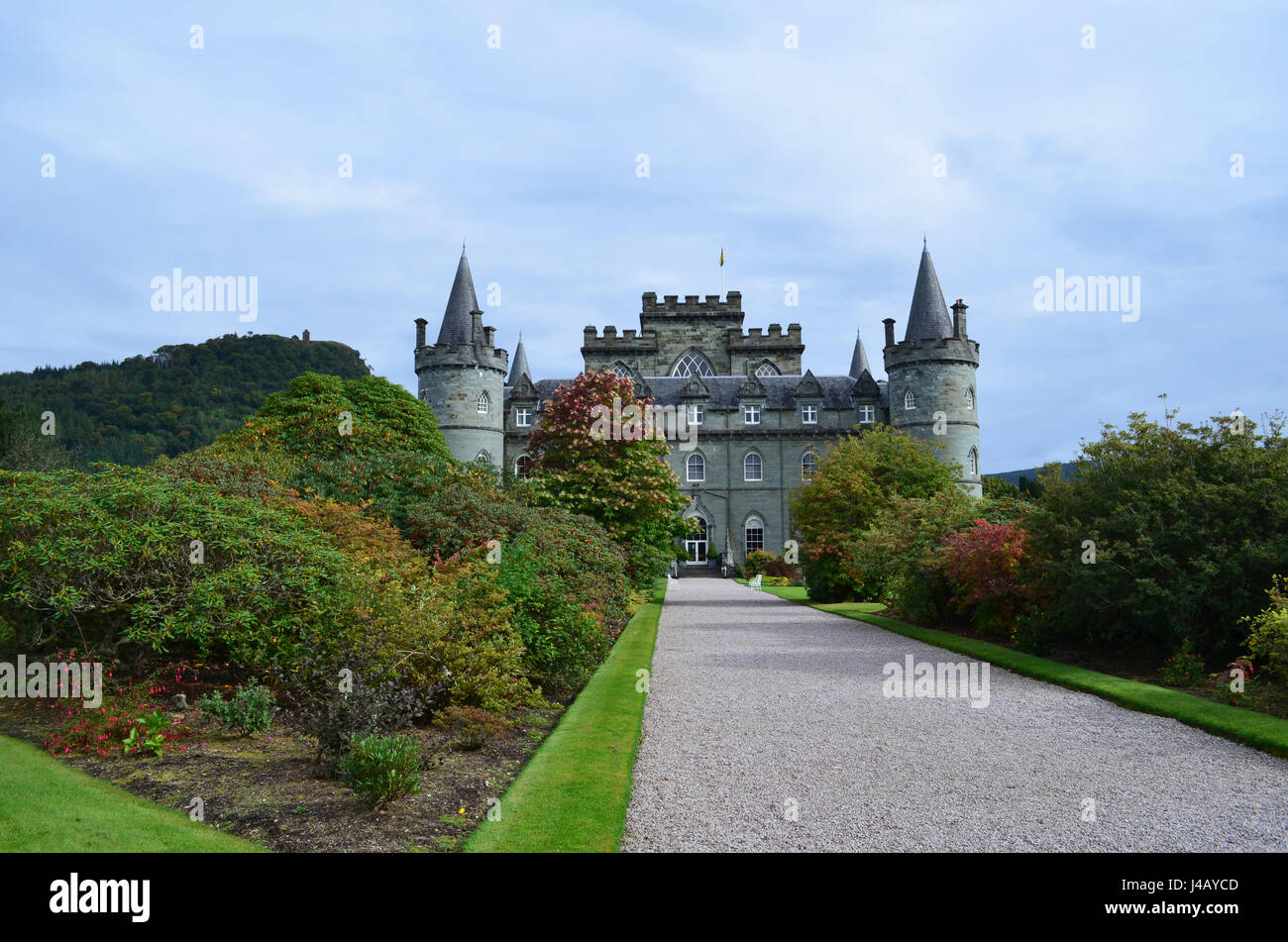 Inveraray Castle in Argyll Scotland with round towers and turrets Stock ...