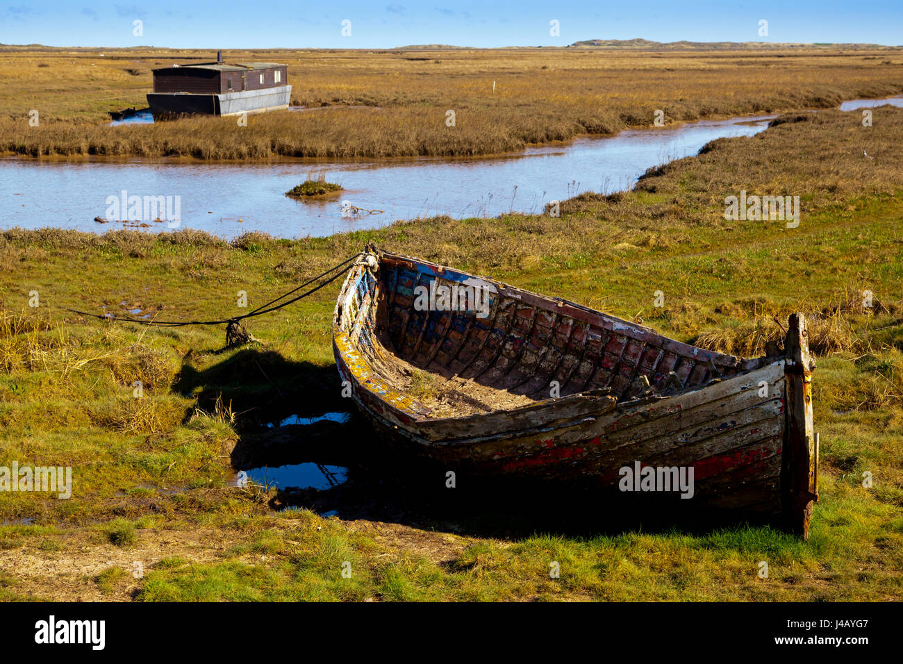 The coastline and saltmarshes at Burnham Deepdale on the North Norfolk ...