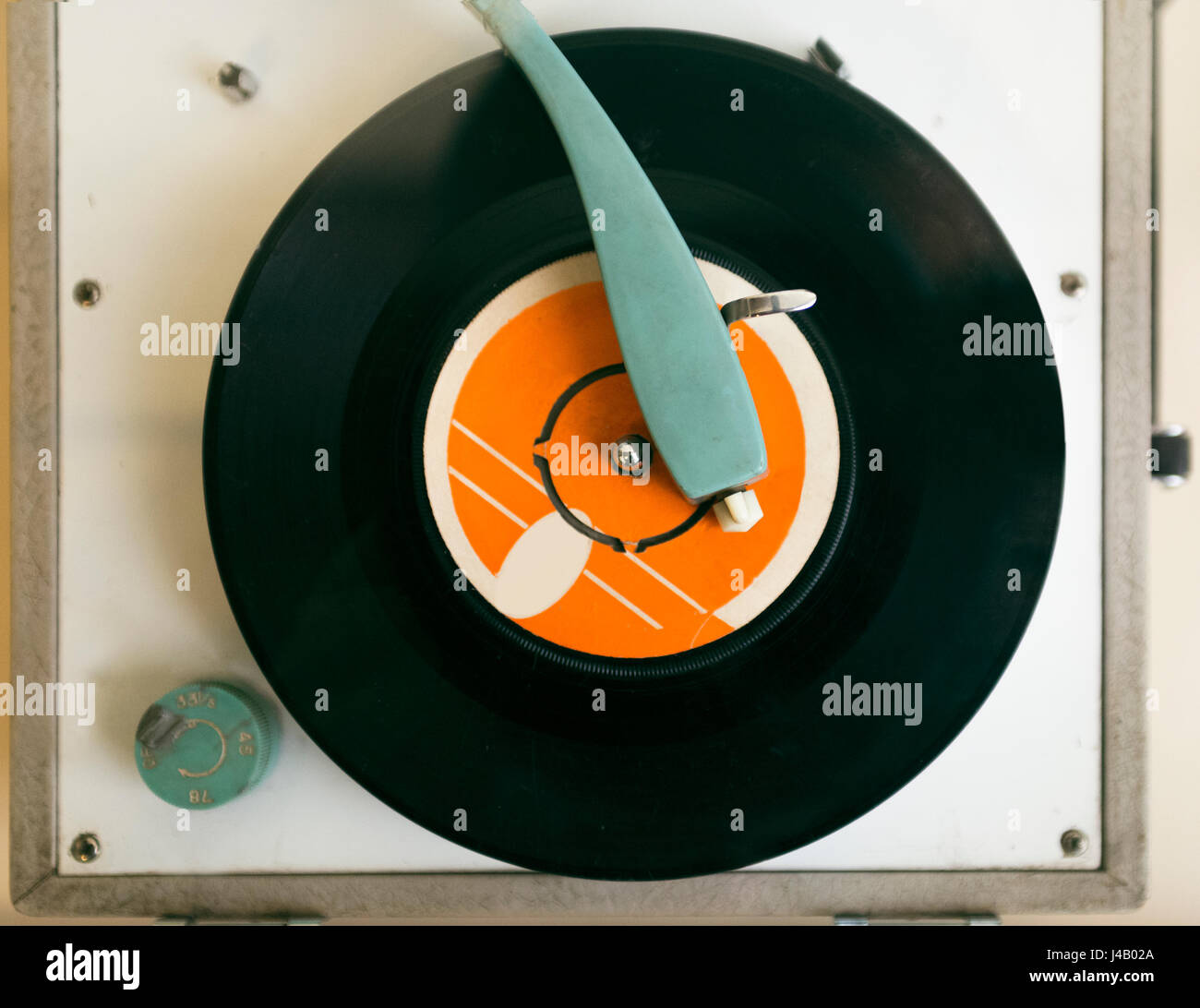 Old - fashioned record player from top view close up shot Stock Photo ...