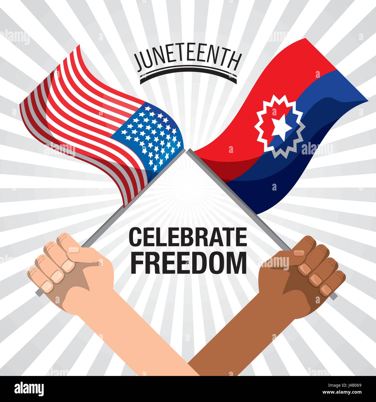 hands with flags to celebrate freedom juneteenth Stock Vector Image ...