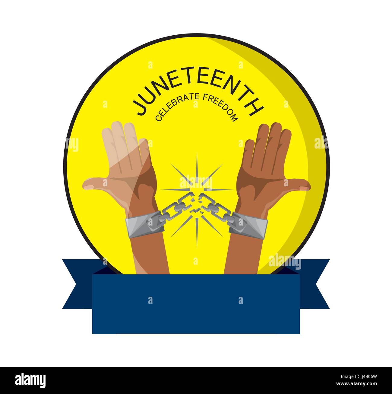 emblem of hands with chain and ribbon to celebrate freedom Stock Vector ...