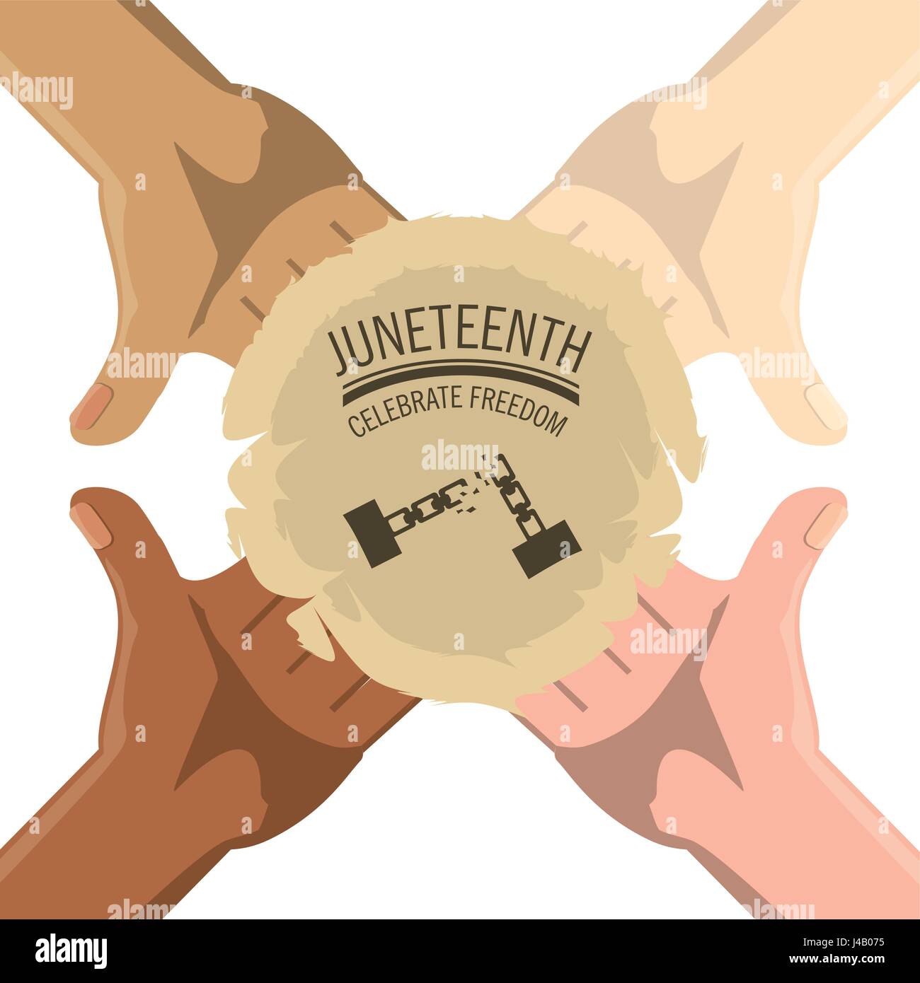 hands togeter with juneteenth celebrate freedom emblem Stock Vector ...