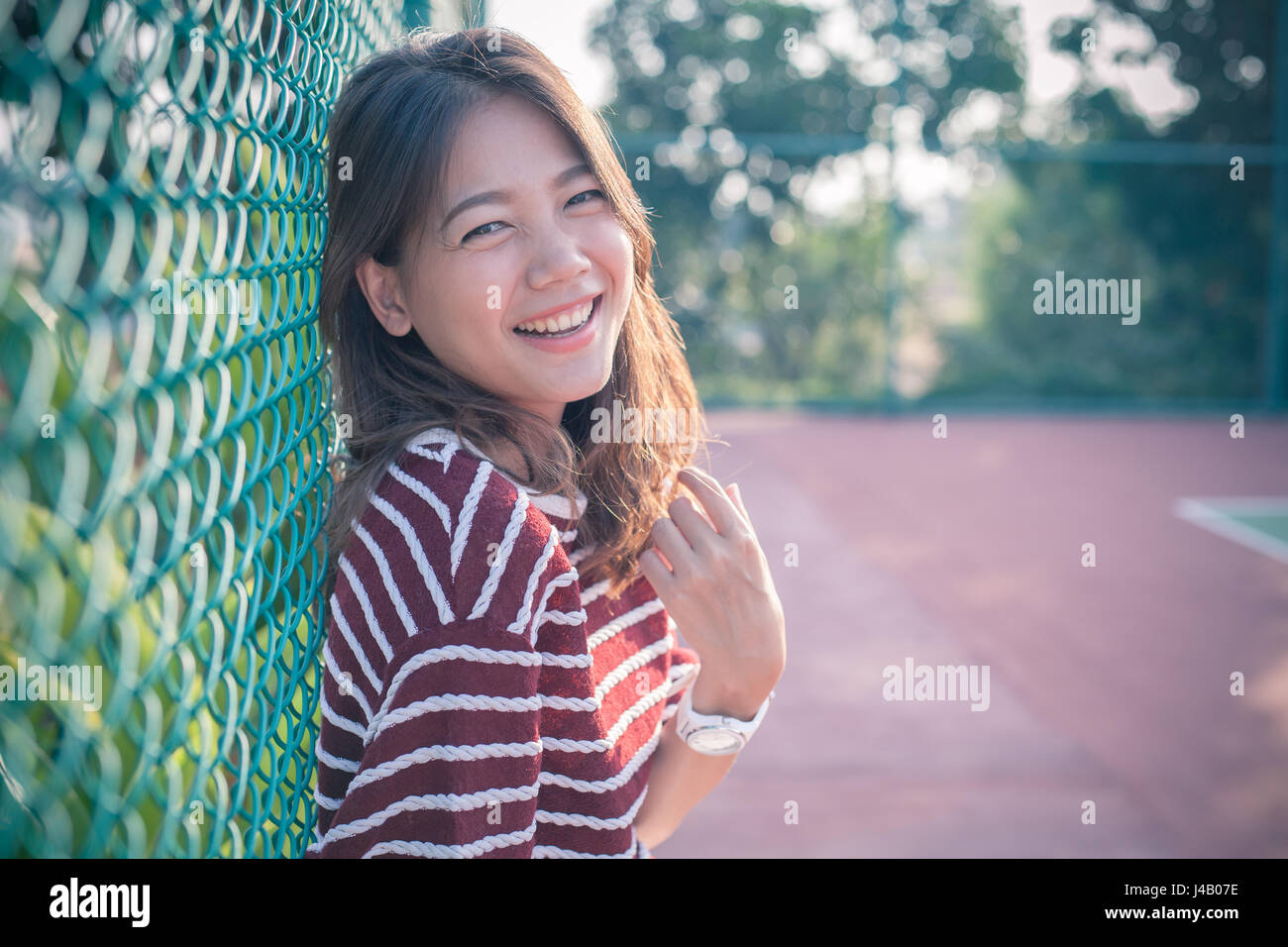 smiling face happiness emotion of asian younger woman with no make up ...