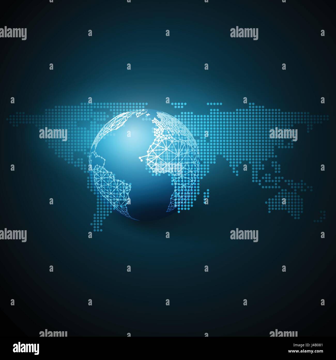 Cloud Computing and Networks with World Map - Abstract Global Digital ...