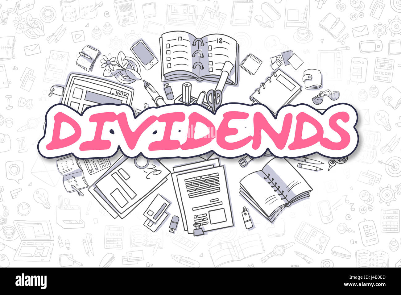 Dividends - Cartoon Magenta Inscription. Business Concept Stock Photo ...