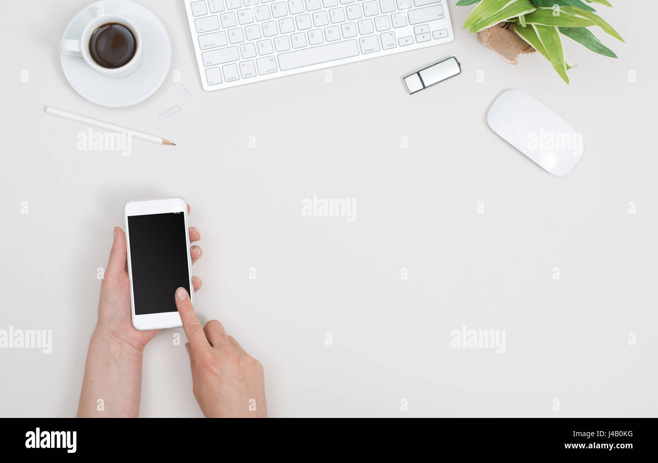 smartphone mockup office desk hero header Stock Photo - Alamy