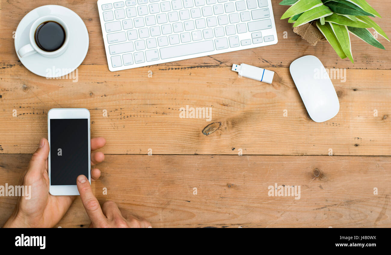 Responsive design office desk hero header Stock Photo - Alamy