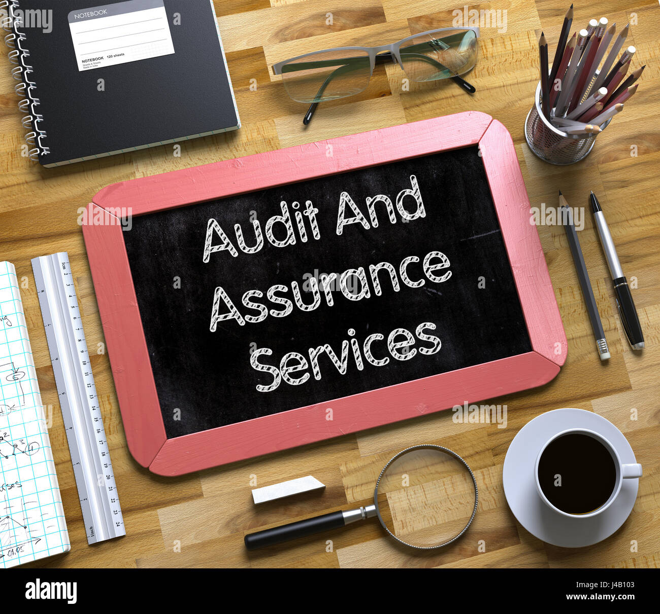 Small Chalkboard with Audit And Assurance Services Concept. 3D Stock ...