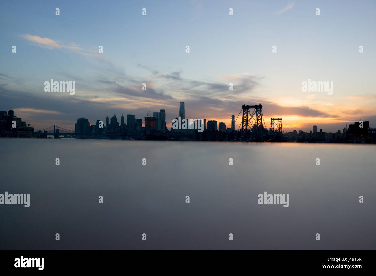 New York Skyline shot from a Brooklyn rooftop. Rooftop material giving ...