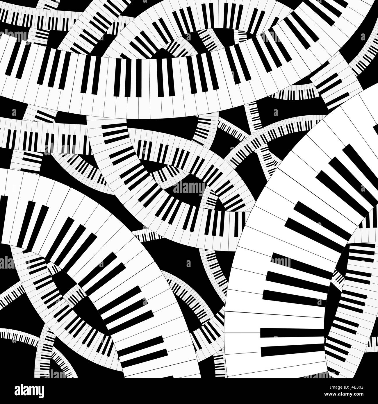 Curved piano keyboard vector illustration. Wavy piano vector background ...