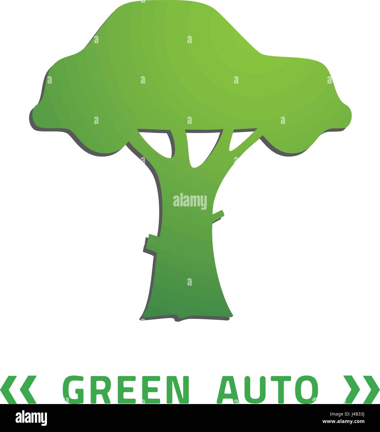 Creative car on the tree vector logo design. Auto Vector sign ...