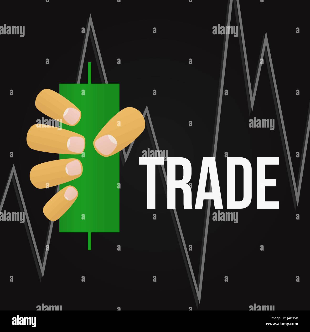 Stock market vector illustration. Forex market trading. Hand hold a ...