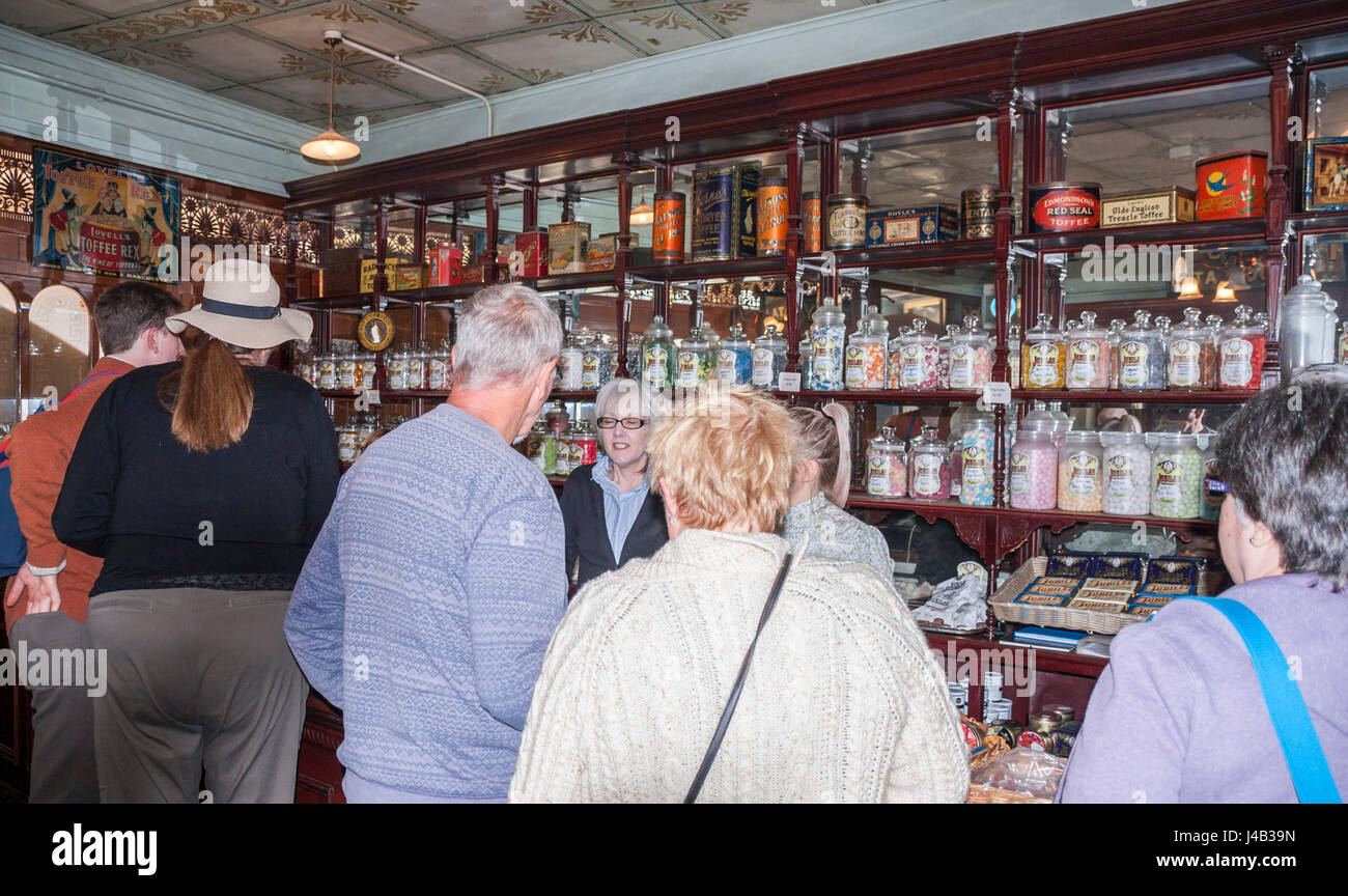 People queuing to get served in the sweet shop at Beamish Museum ...