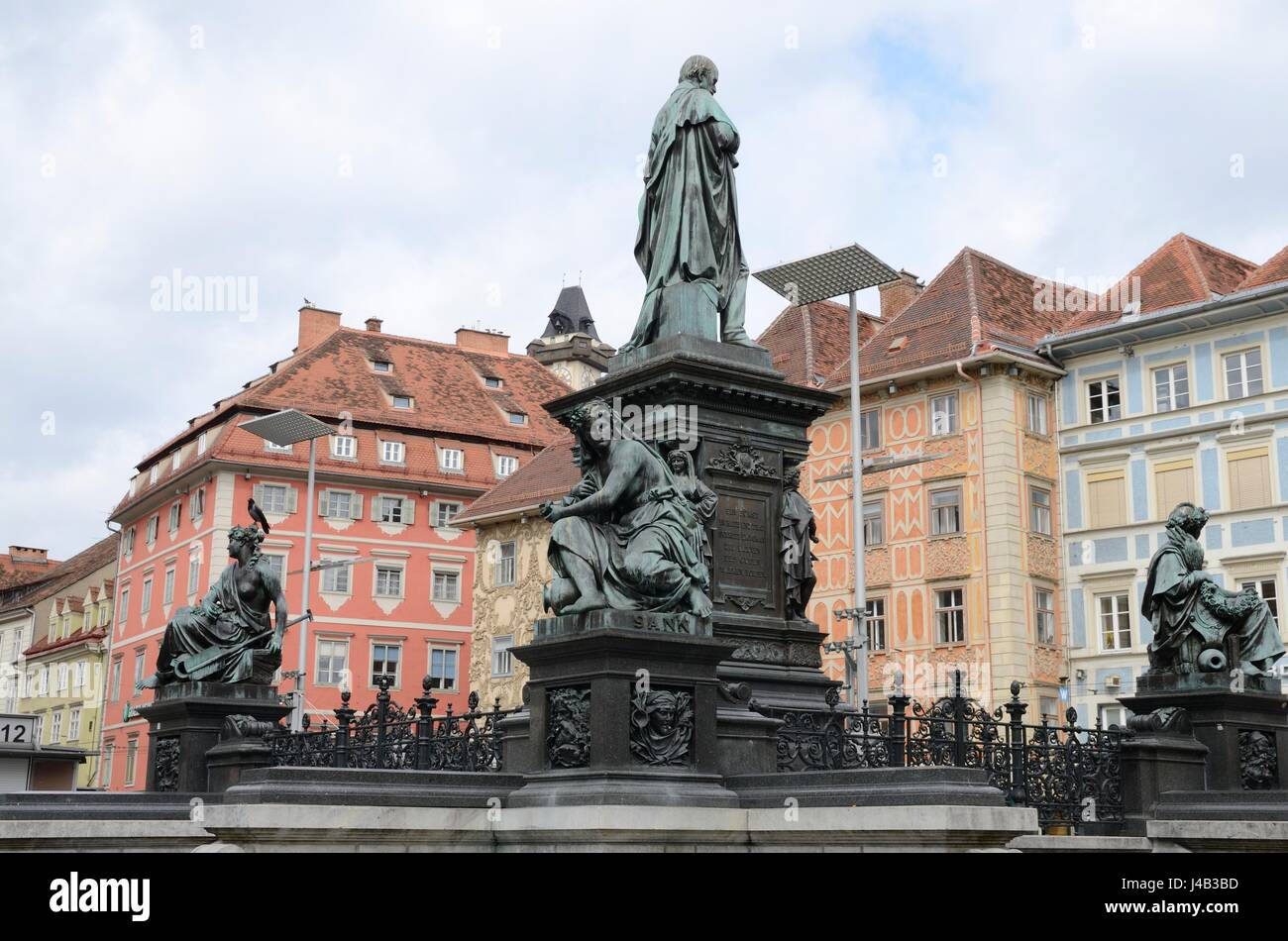 Bronze monument at the Main Square of Graz, the capital of federal ...