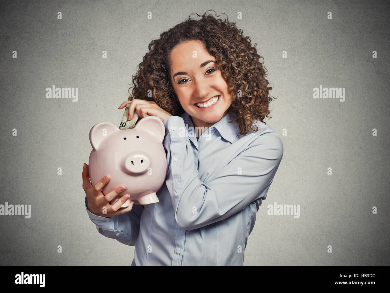 Closeup portrait happy smiling business woman bank employee, student ...