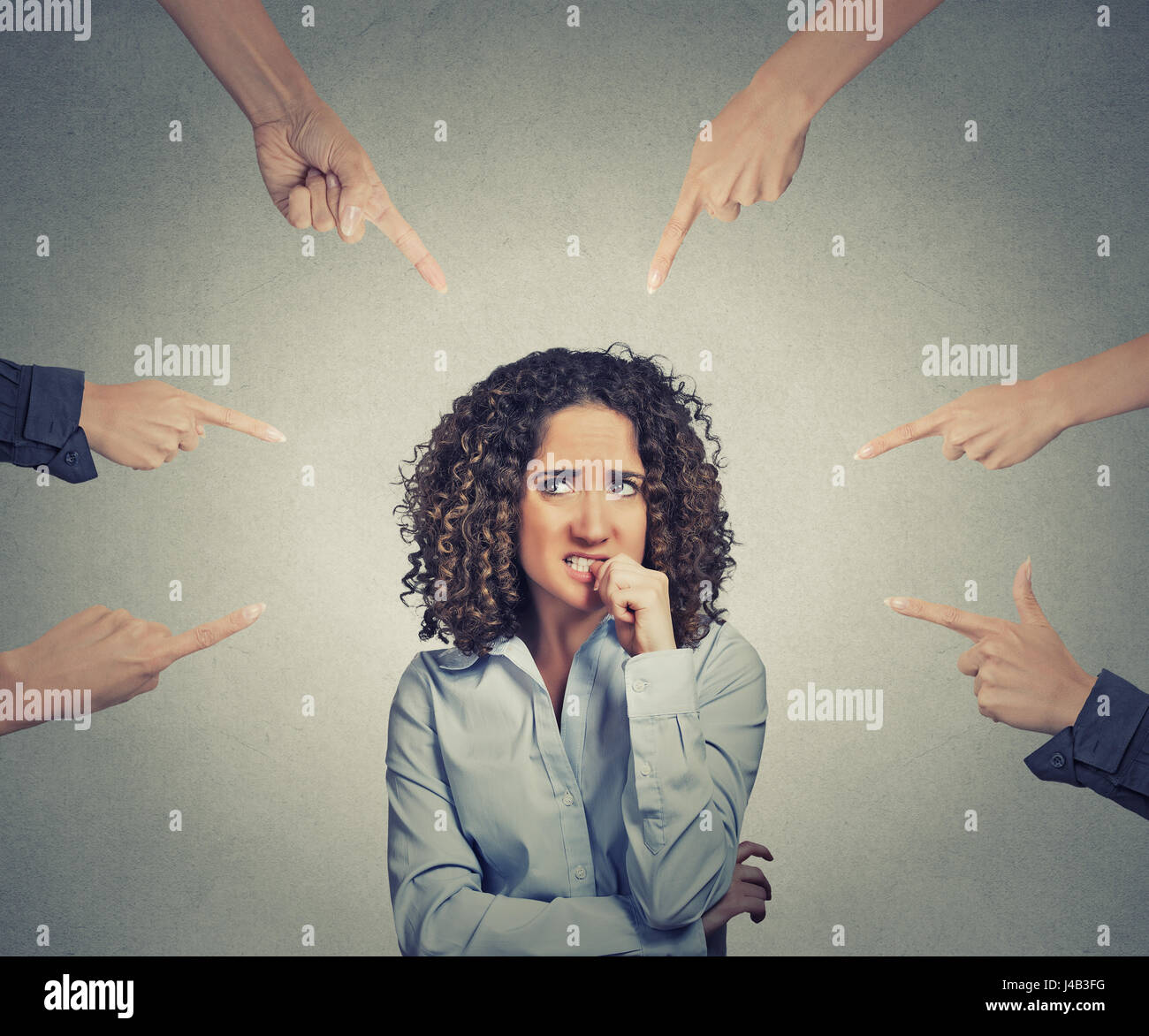 Concept of social accusation of guilty businesswoman many fingers ...