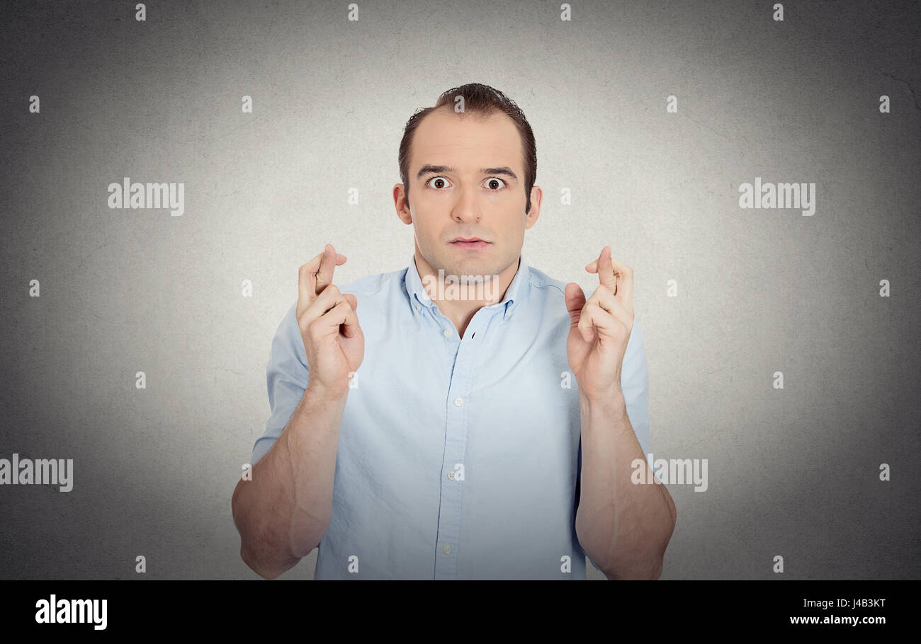 Closeup portrait young funny looking guy, sarcastic, anxious business ...