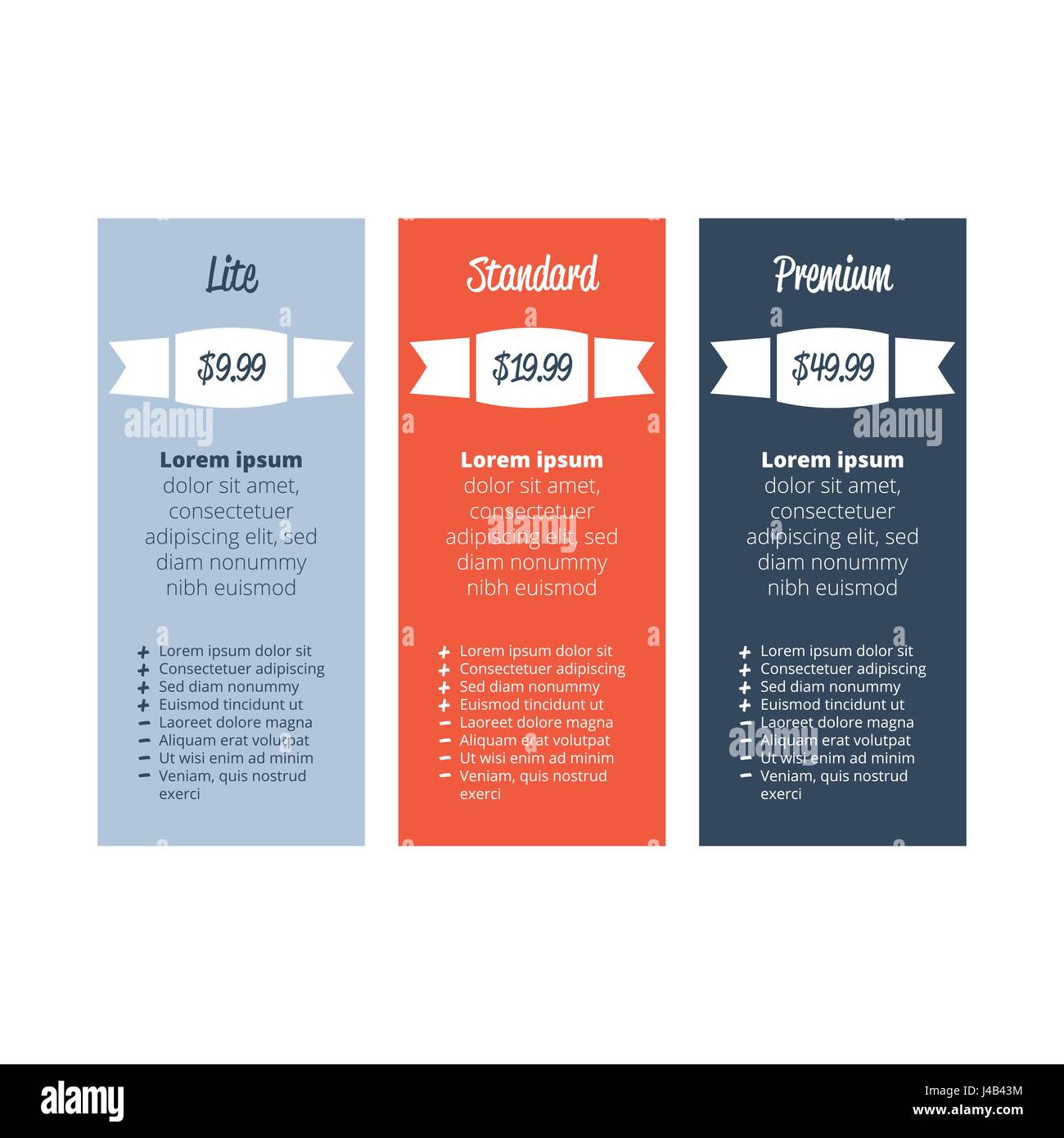 Pricing plan template Cut Out Stock Images & Pictures - Alamy