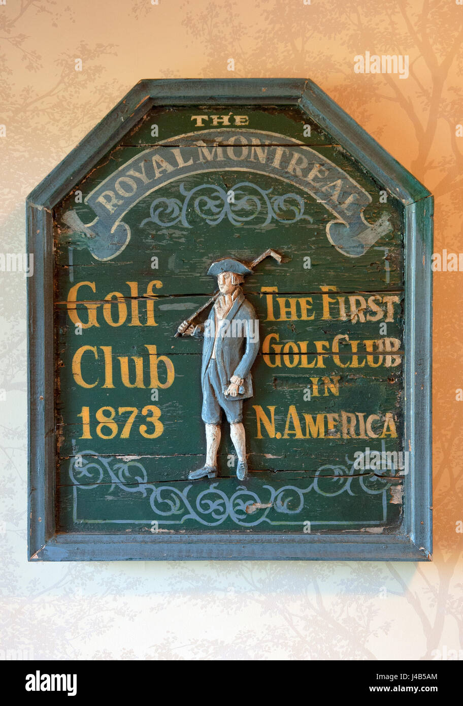 Vintage wooden sign for the Royal Montreal golf club, the first golf ...