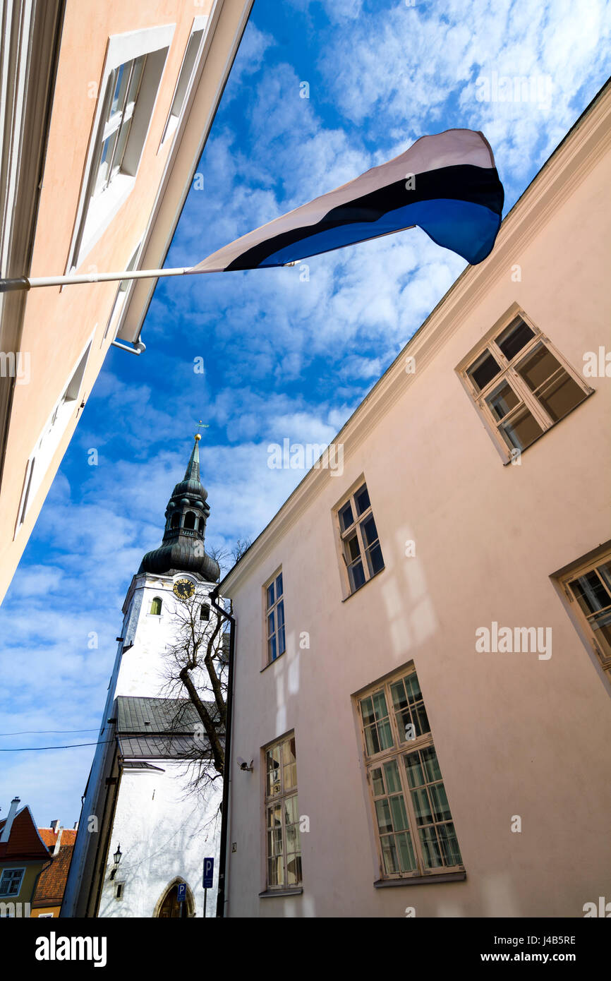 Estonian flag in the medieval old town of Tallinn Stock Photo - Alamy