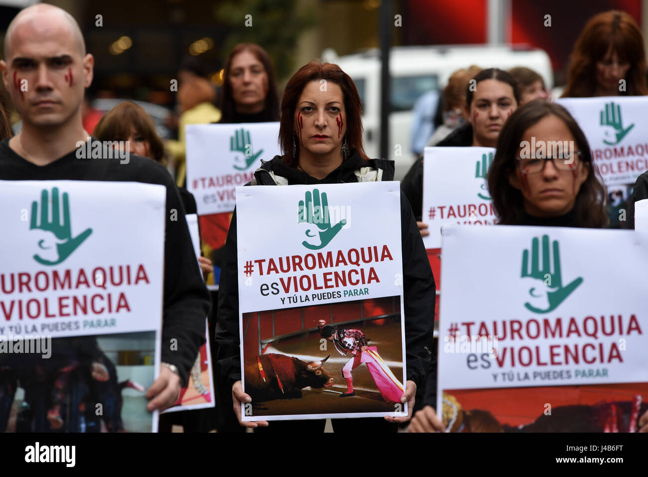 Madrid, Spain. 11th May, 2017. Animals rights activists display ...
