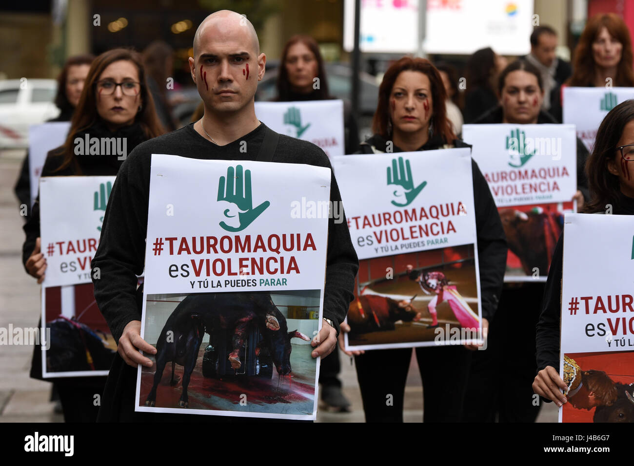 Madrid, Spain. 11th May, 2017. Animals rights activists display ...