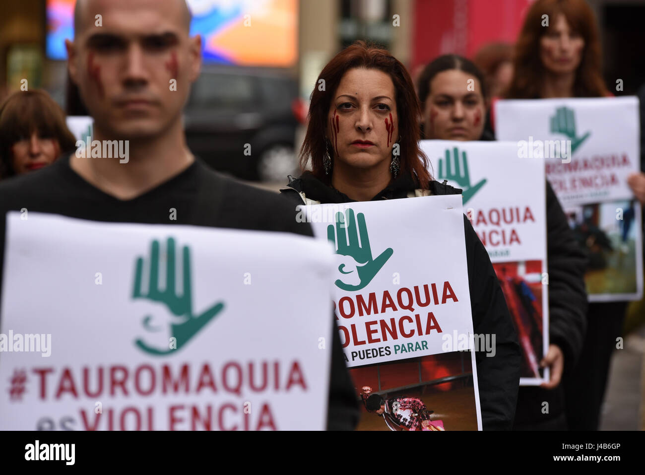 Madrid, Spain. 11th May, 2017. Animals rights activists display ...
