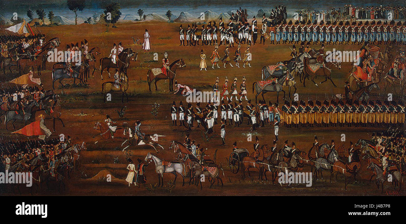 The Persian Military Review with Fath Ali Shah and Abbas Mirza depicts ...