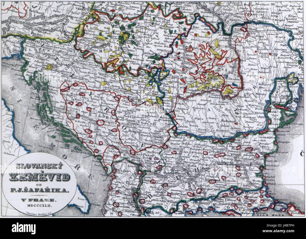 Pavel Shafarik's 1842 map of the Balkans provides a detailed view of ...
