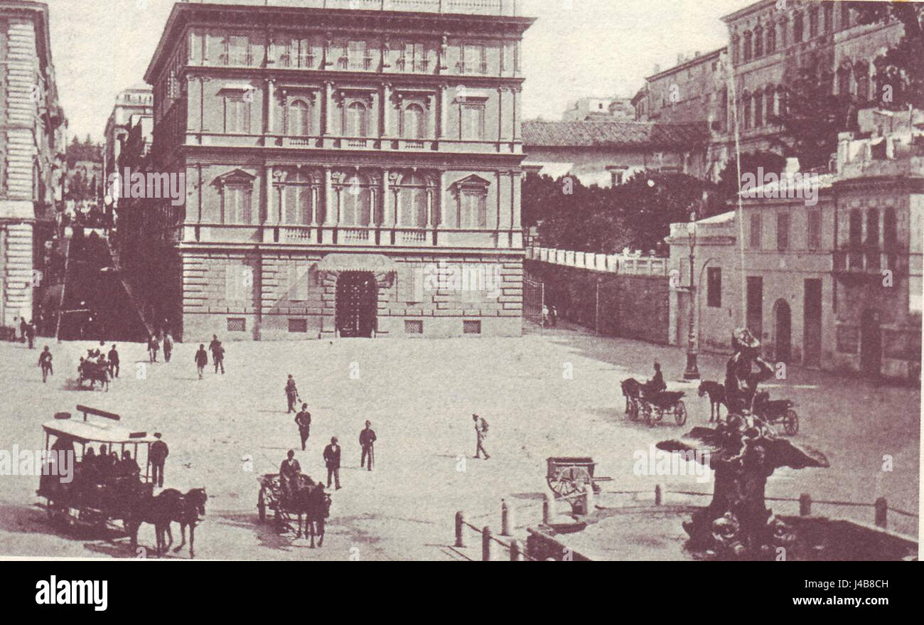 A historical photograph of *Piazza Barberini* in Rome, taken around ...