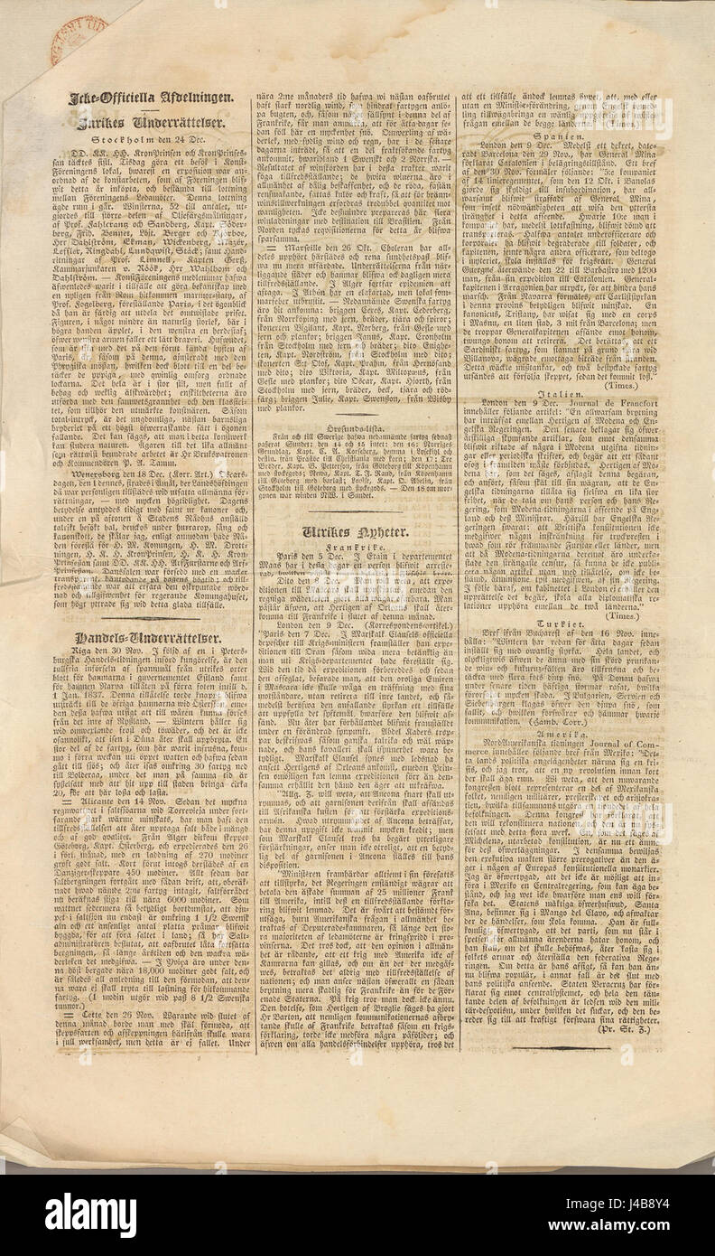 A historical publication from December 24, 1835, of the Swedish ...