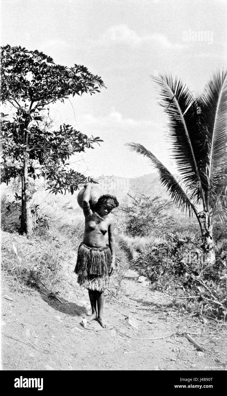 This artwork features a traditional Motu water carrier from New Guinea ...