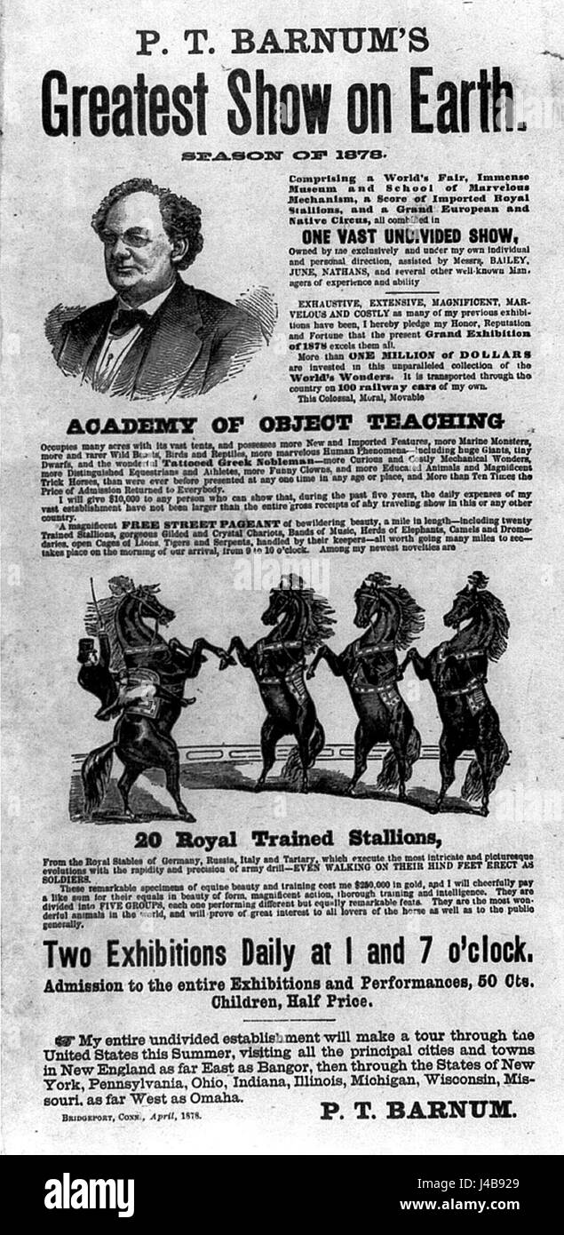 *PT Barnum's Greatest Show on Earth* was a world-renowned circus ...