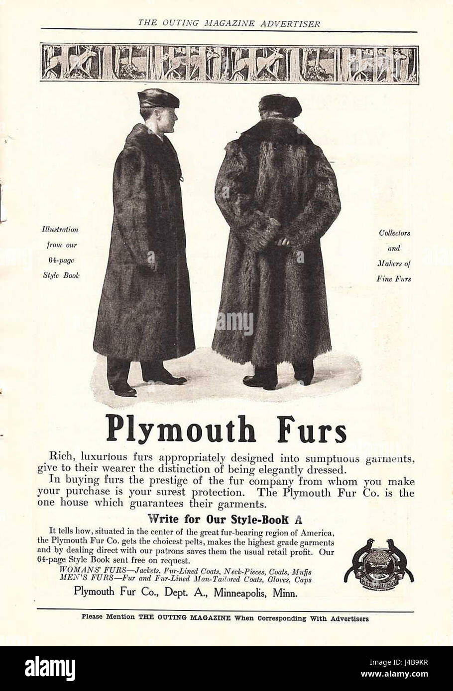The 1908 advertisement for Plymouth Fur Company, based in Minneapolis ...