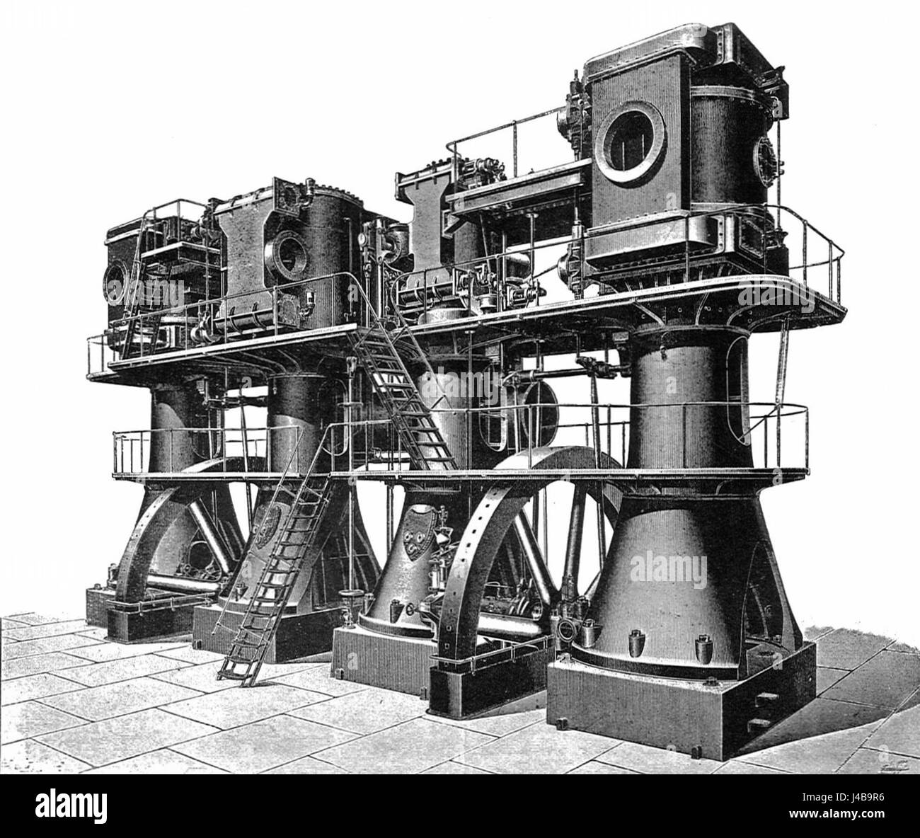 Quarter crank compound blowing engine (Rankin Kennedy, Modern Engines ...