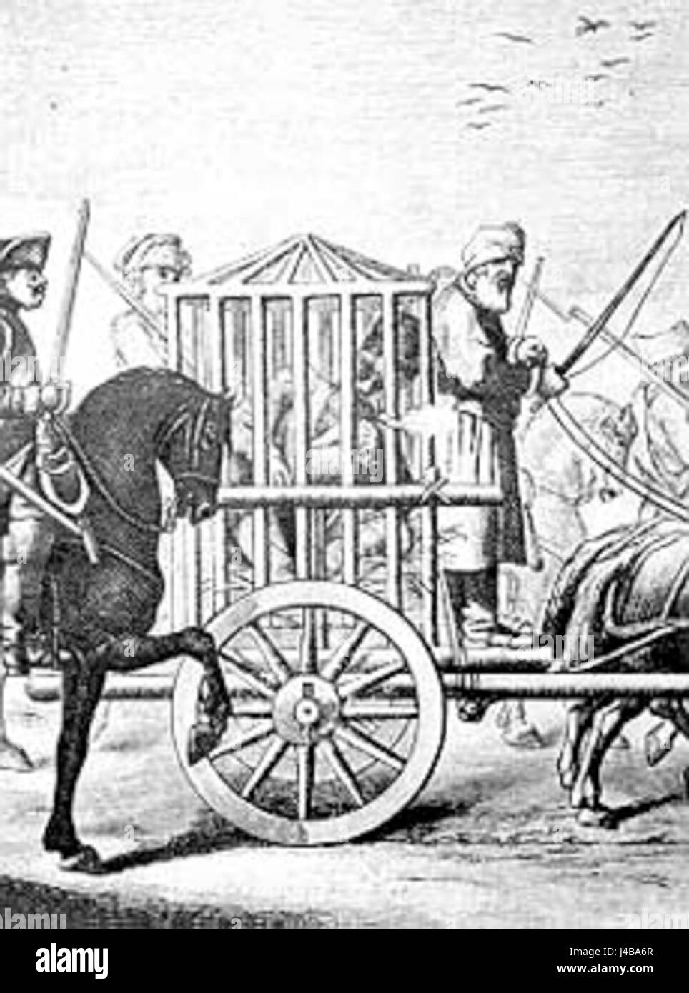 This 18th-century artwork depicts Yemelyan Pugachev, a Russian rebel ...
