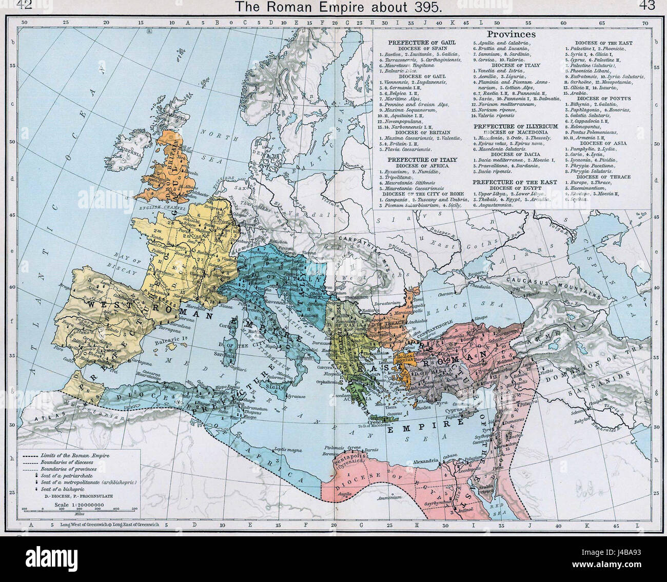 The Roman Empire in 395 AD marks the division into the Eastern and ...