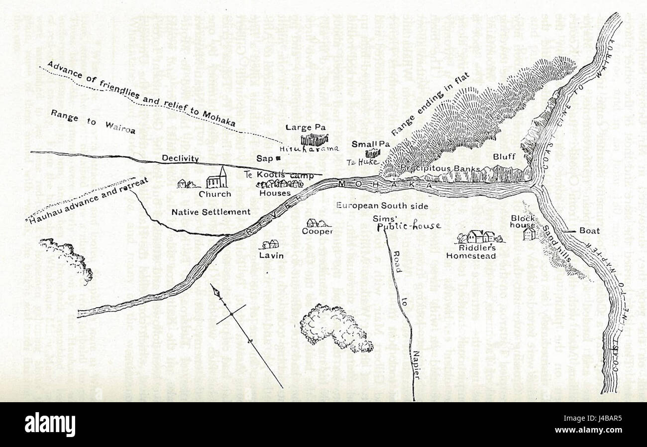 A historical map showing the layout and topography of Mohaka, a ...