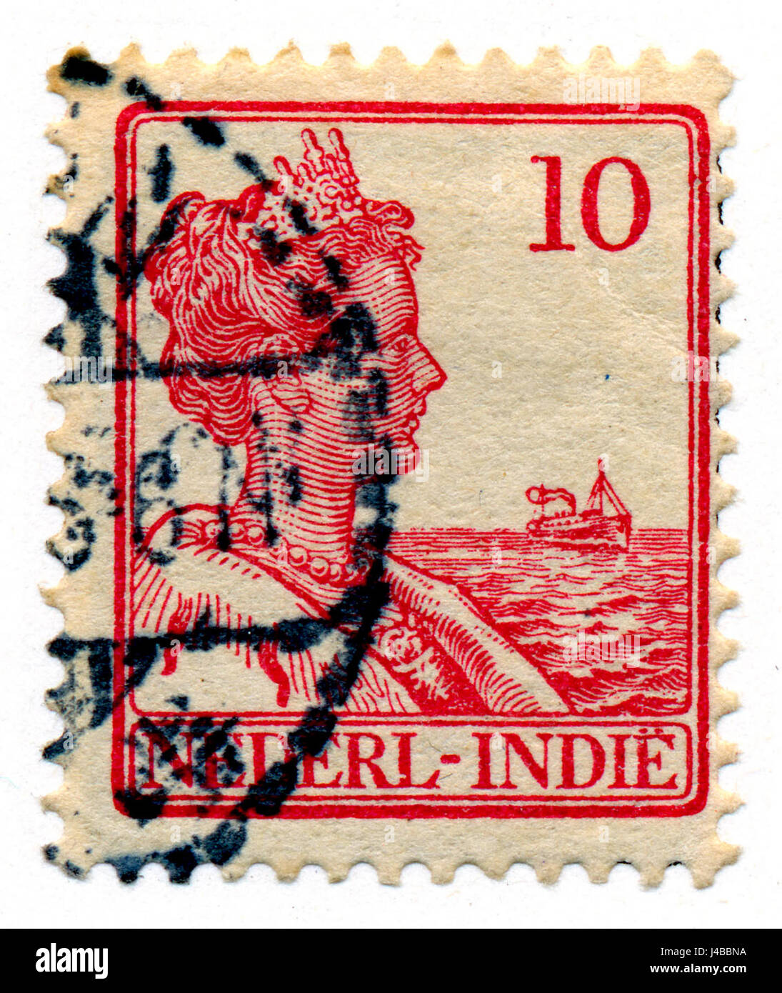 The 1913 Dutch stamp, identified as Postzegel NI 1913 nr115, is a ...