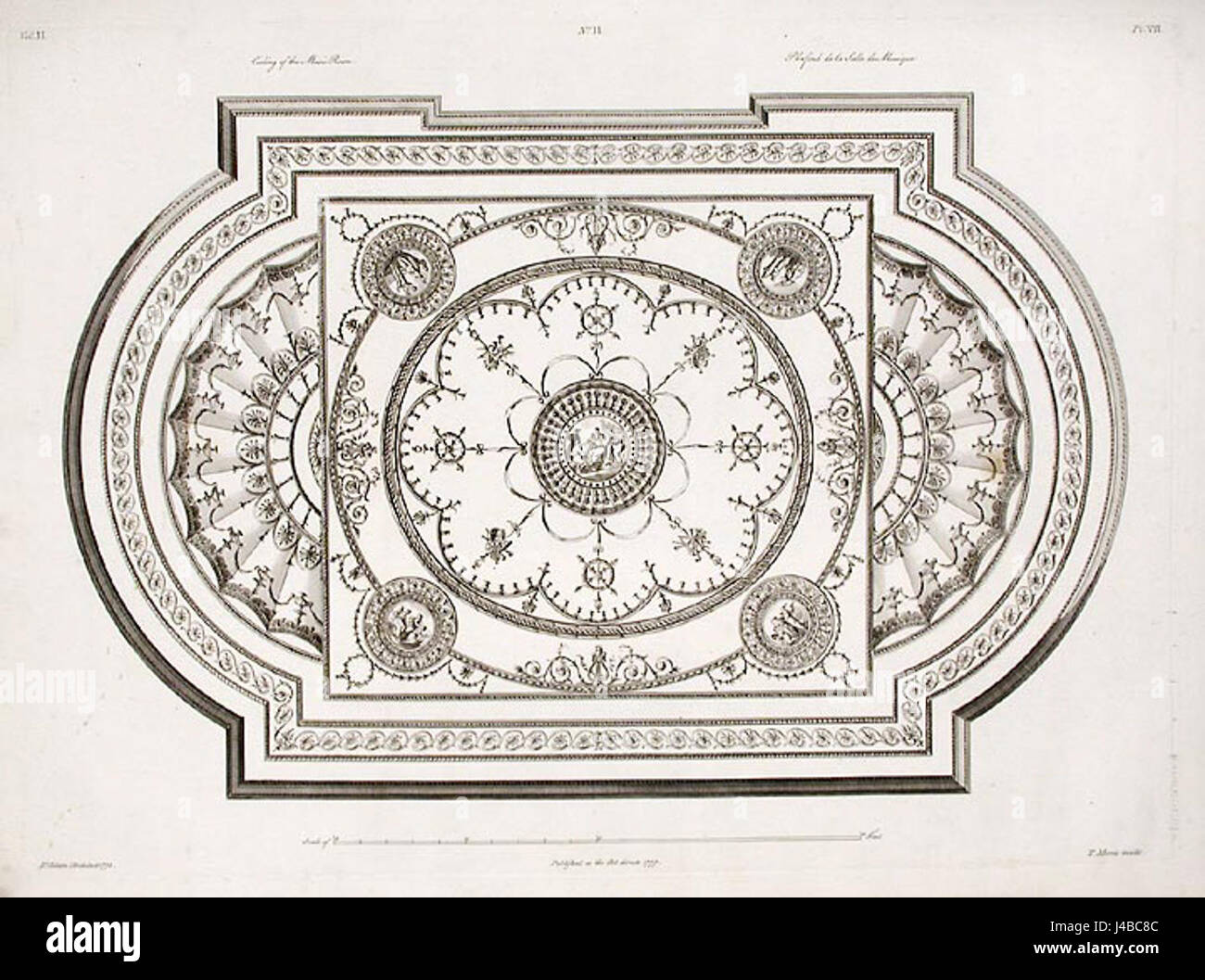 The engraving by Robert James Adam depicts the design of the Music Room ...