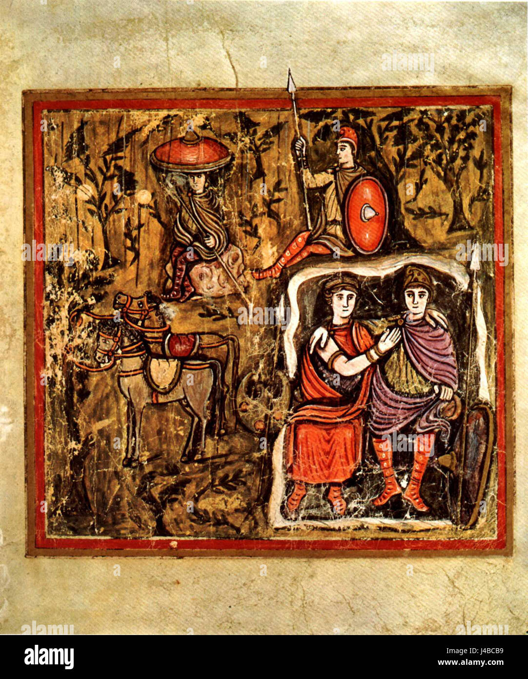 This illustration from the Roman Virgil manuscript depicts Aeneas and ...